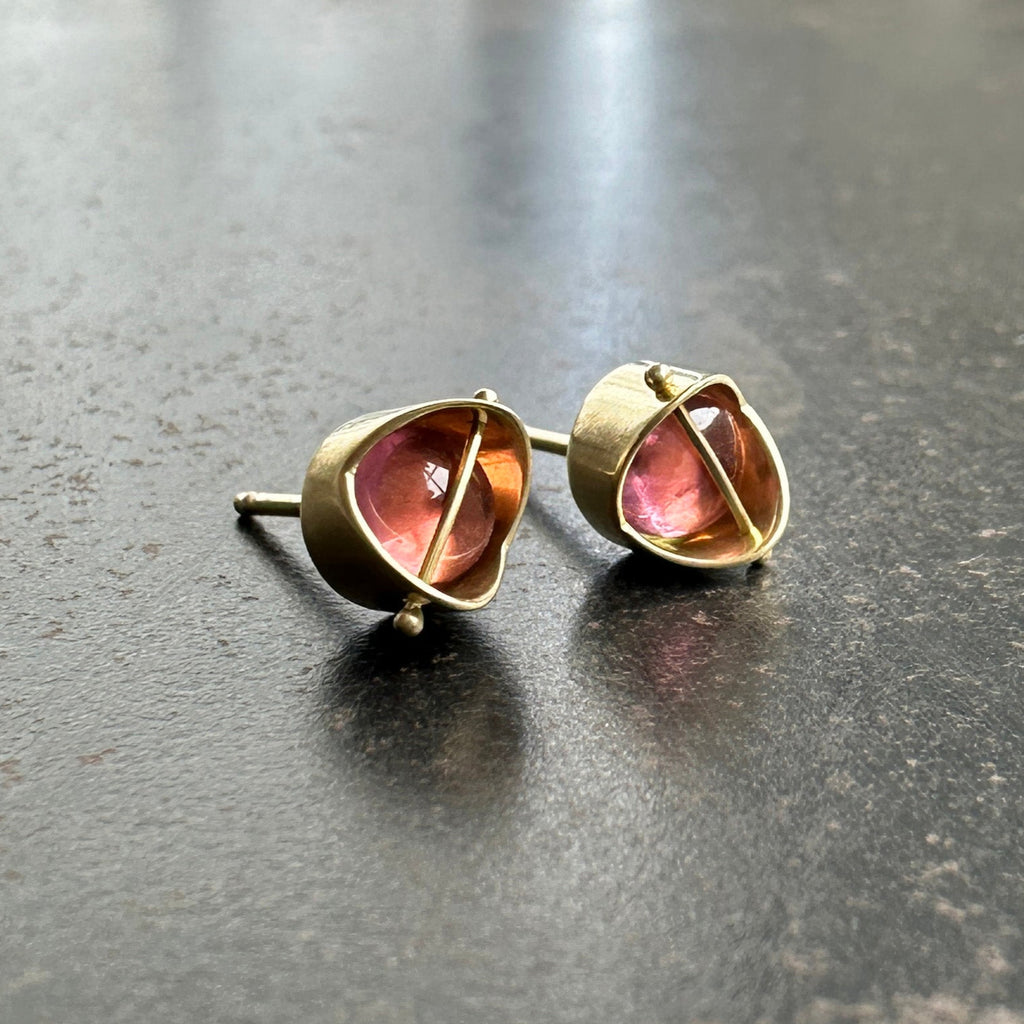 Captured Pink Tourmaline Studs – hilaryfinck.com