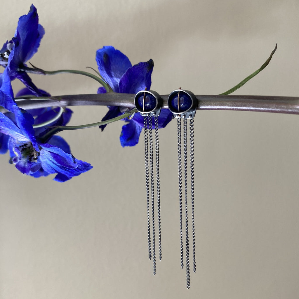 Captured Lapis Chain Earrings – hilaryfinck.com