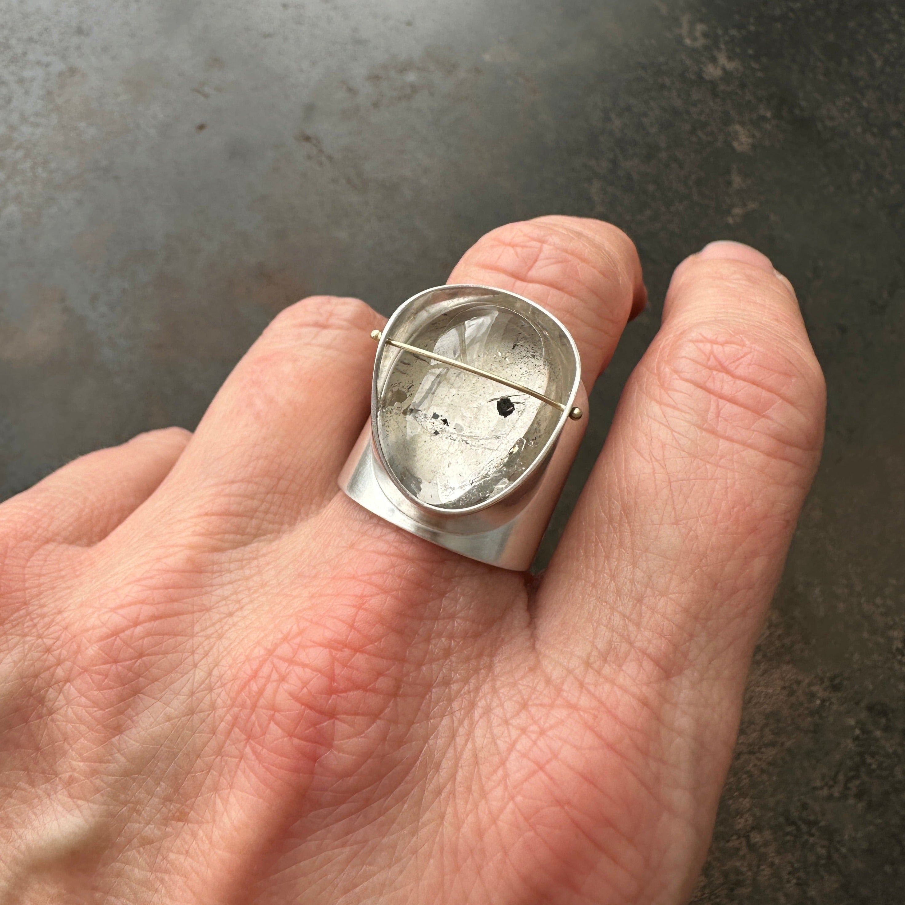 Captured Enhydro Quartz Parabola Ring – hilaryfinck.com