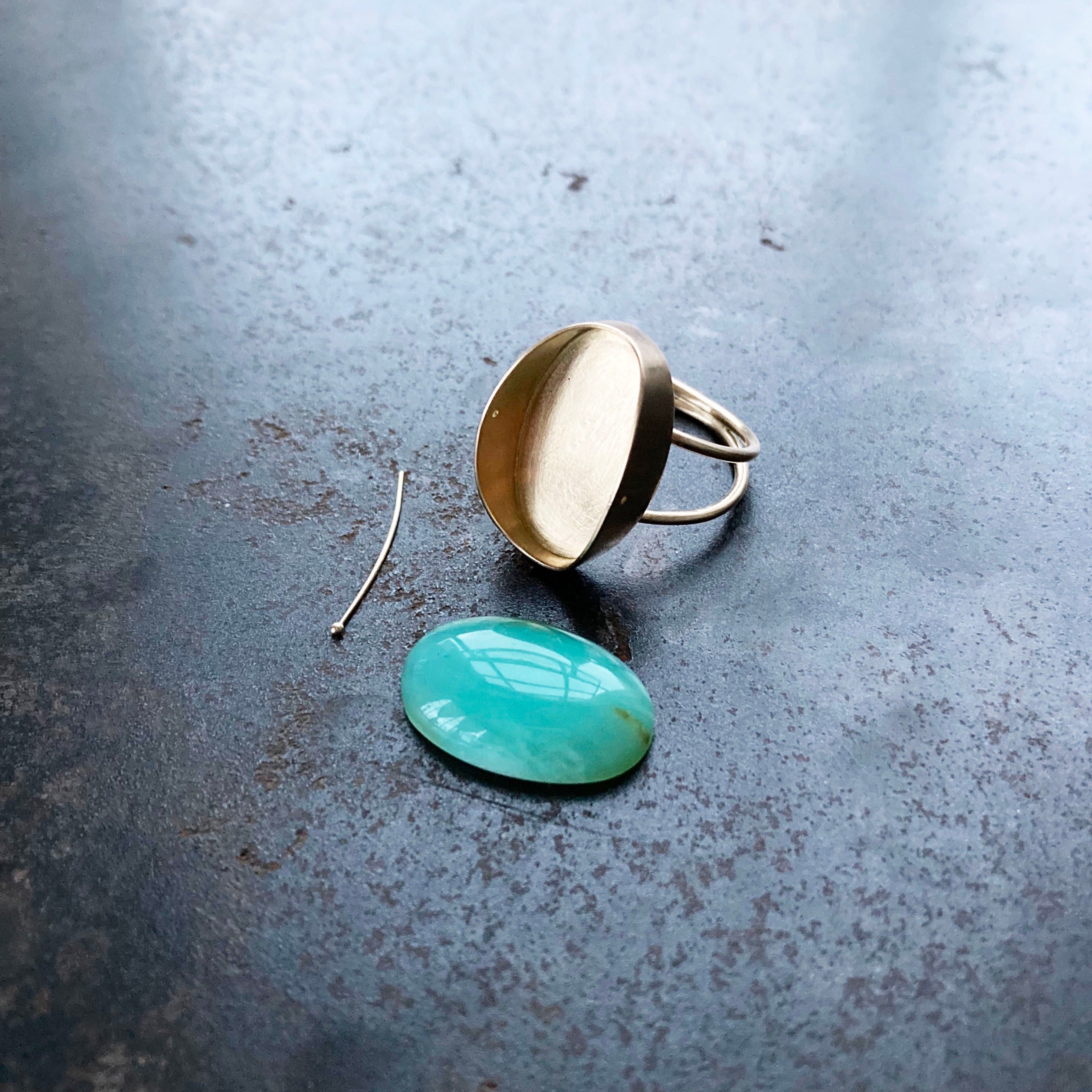 Captured Peruvian Blue Opal Ring – hilaryfinck.com
